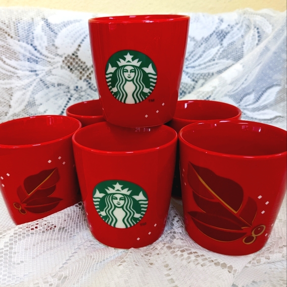 Starbucks | Dining | Starbucks 23 3 Oz Holiday Red Espresso Cups Set Of ...